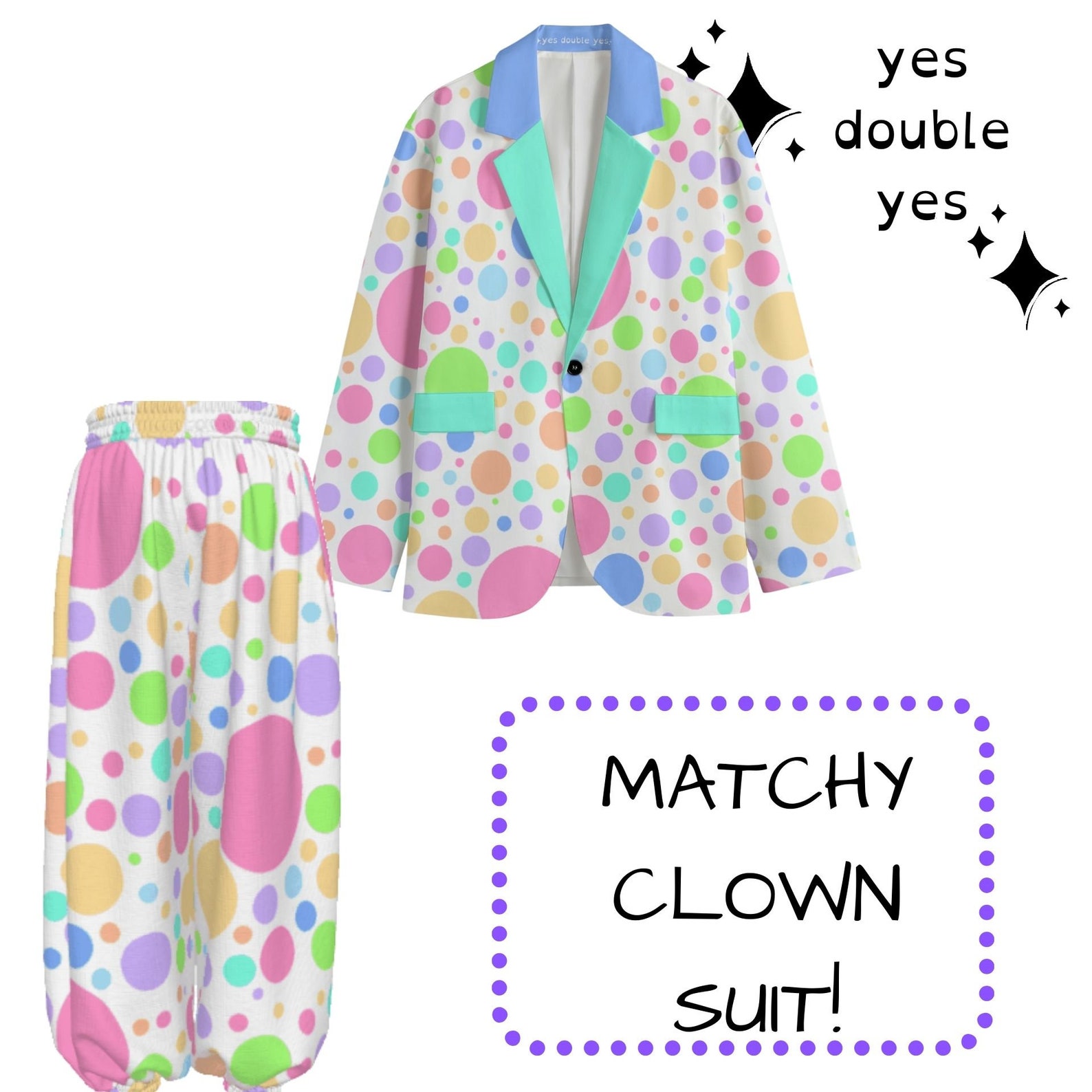 Softie Spots Clowncore Blazer Mens Cut Cotton Formal Suit Coat Pastel ...