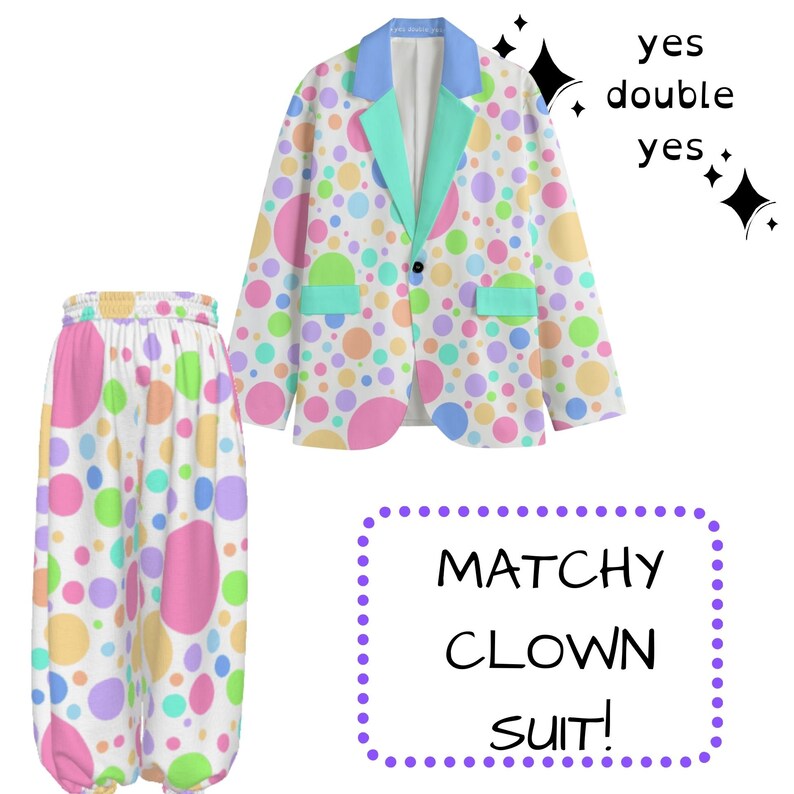 Softie Spots Clowncore Blazer Mens Cut Cotton Formal Suit Coat Pastel ...