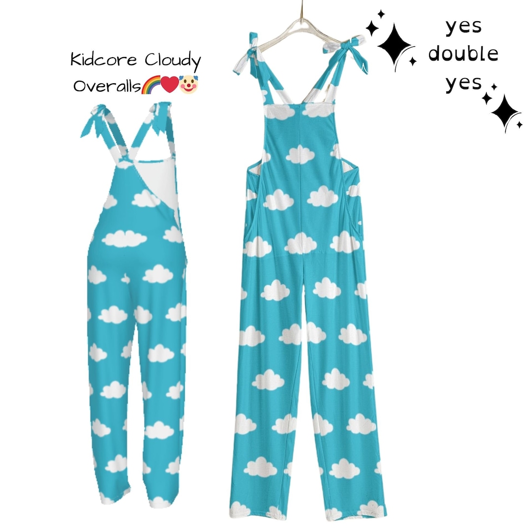 Kidcore Cloud Clown Pants Abdl Overalls Nonbinary Harajuku Light ...