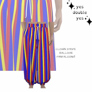 Clown Stripe Primary Color Balloon Pantaloon Pants Unisex Loungewear ...