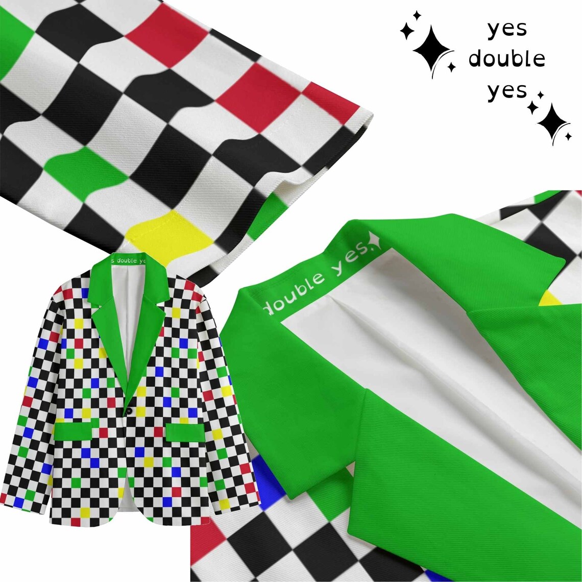 Froggy Checker Kidcore Blazer Mens Nonbinary Clowncore Cotton Sport ...