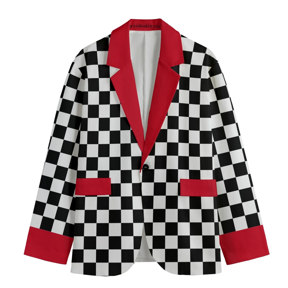 Checkered Red Mens Blazer Clowncore Maximalist Unmissable Cotton Sport ...