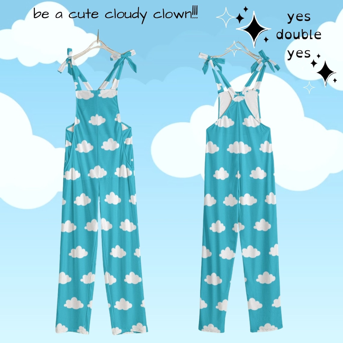 Kidcore Cloud Clown Pants Abdl Overalls Nonbinary Harajuku Light ...