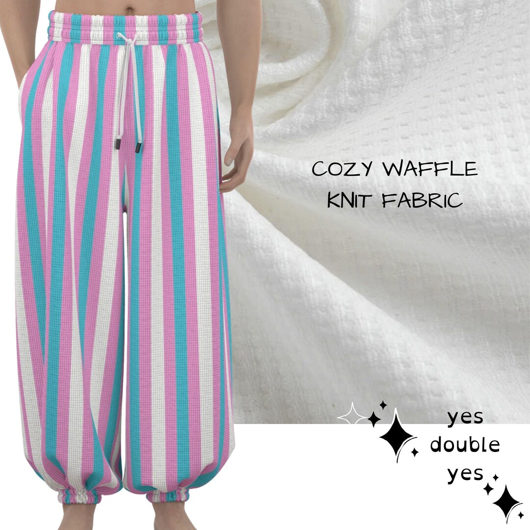 Trans Flag Stripe Clown Pants Clowncore Loungewear Pjs Waffle Knit Cozy ...