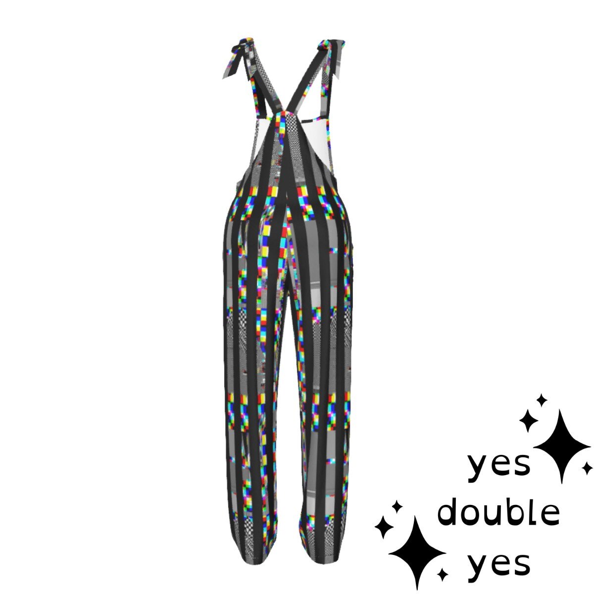 Glitch Stripe Checkered Overalls Adult Women Cute Modest Clown Costume ...