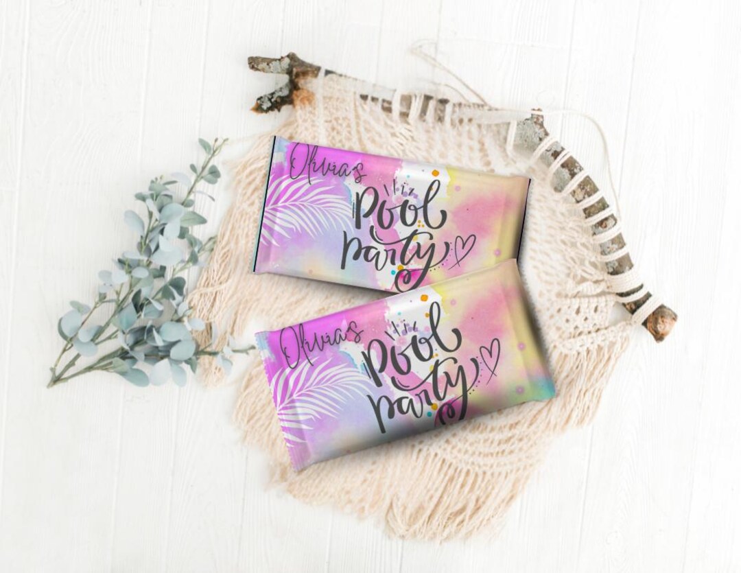 Kit Kat TIE DYE Wrapper for Pool Birthday Party, Personalized Kit Kat ...