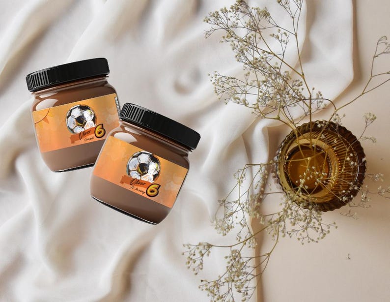 Nutella Birthday Label With Orange Watercolor Football, Personalized ...
