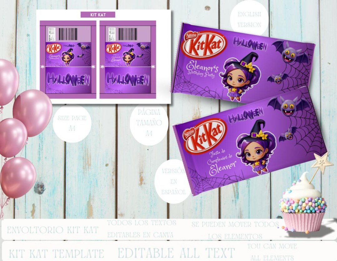 Kitkat Party Wrapper PURPLE WITCH HALLOWEEN, Halloween Birthday Party ...