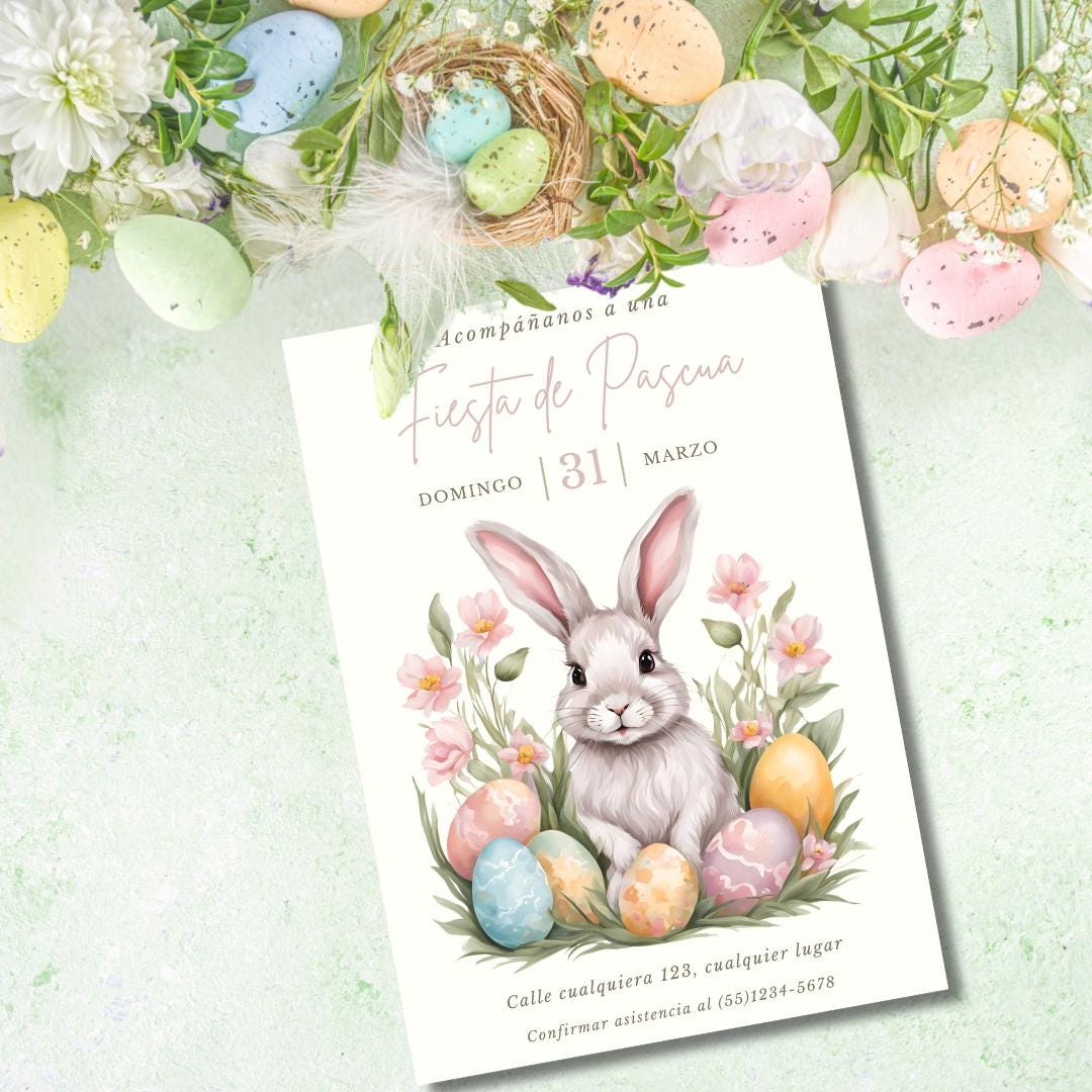 WATERCOLOR EASTER BUNNY INVITATION, Easter Egg Hunt, Easter Bunny ...