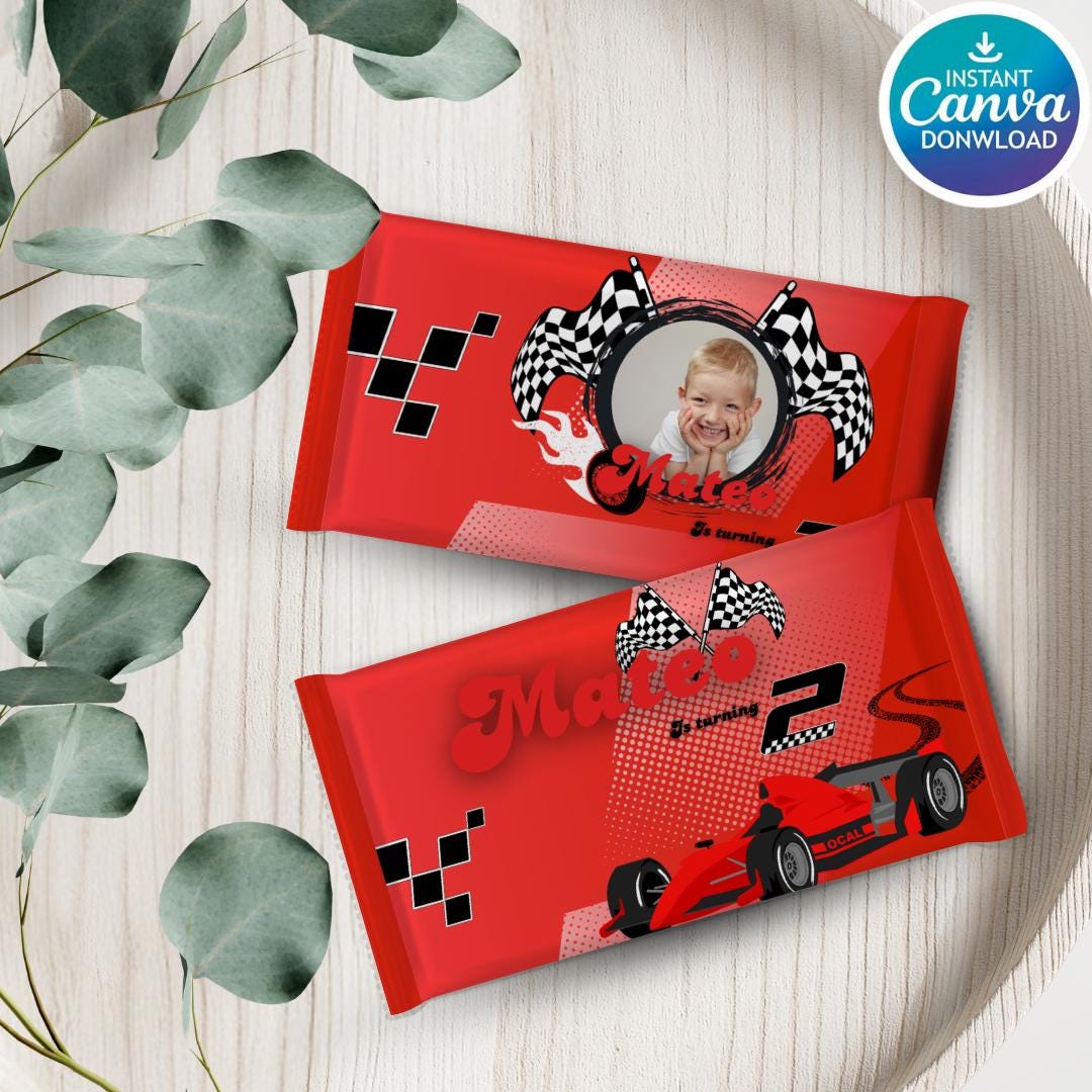 RED FORMULA 1 CAR Kit Kat Birthday Party Wrapper, Personalized Kit Kat ...