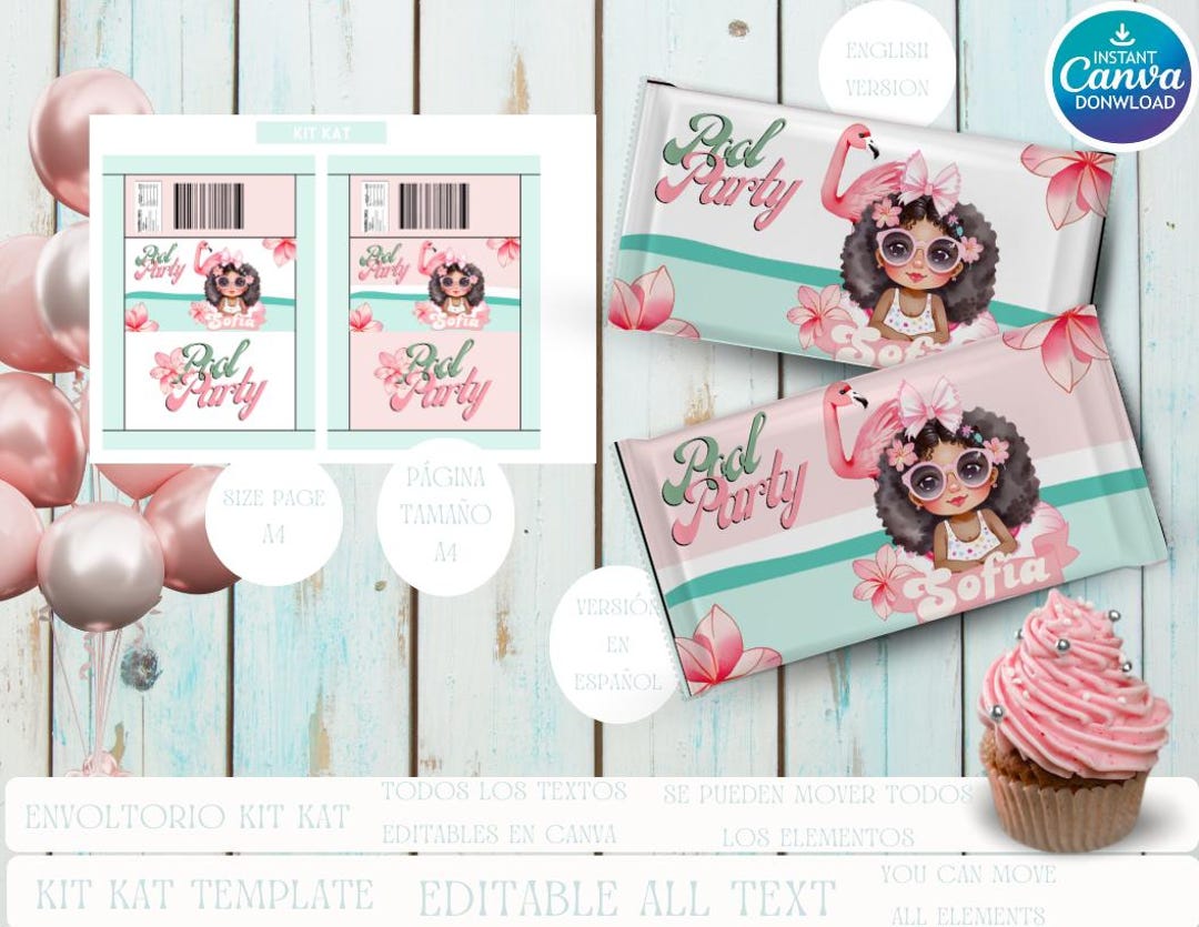 Kit Kat GIRL FLOAT BOW Birthday Party Wrapper, Personalized Kit Kat ...