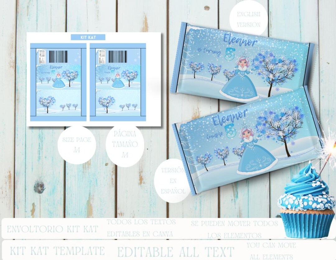Kit Kat WINTER PRINCESS Birthday Party Wrapper, Personalized Kit Kat ...