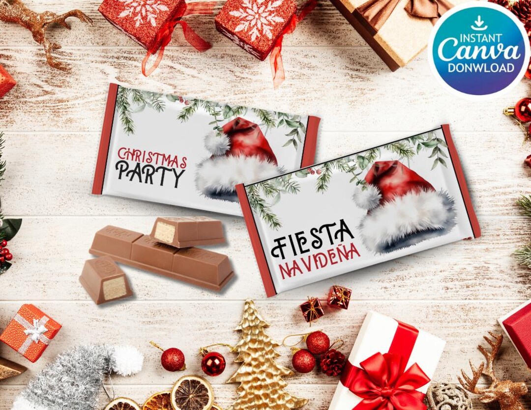 Kit Kat CHRISTMAS HAT Wrapper for Christmas Party, Personalized Kit Kat ...