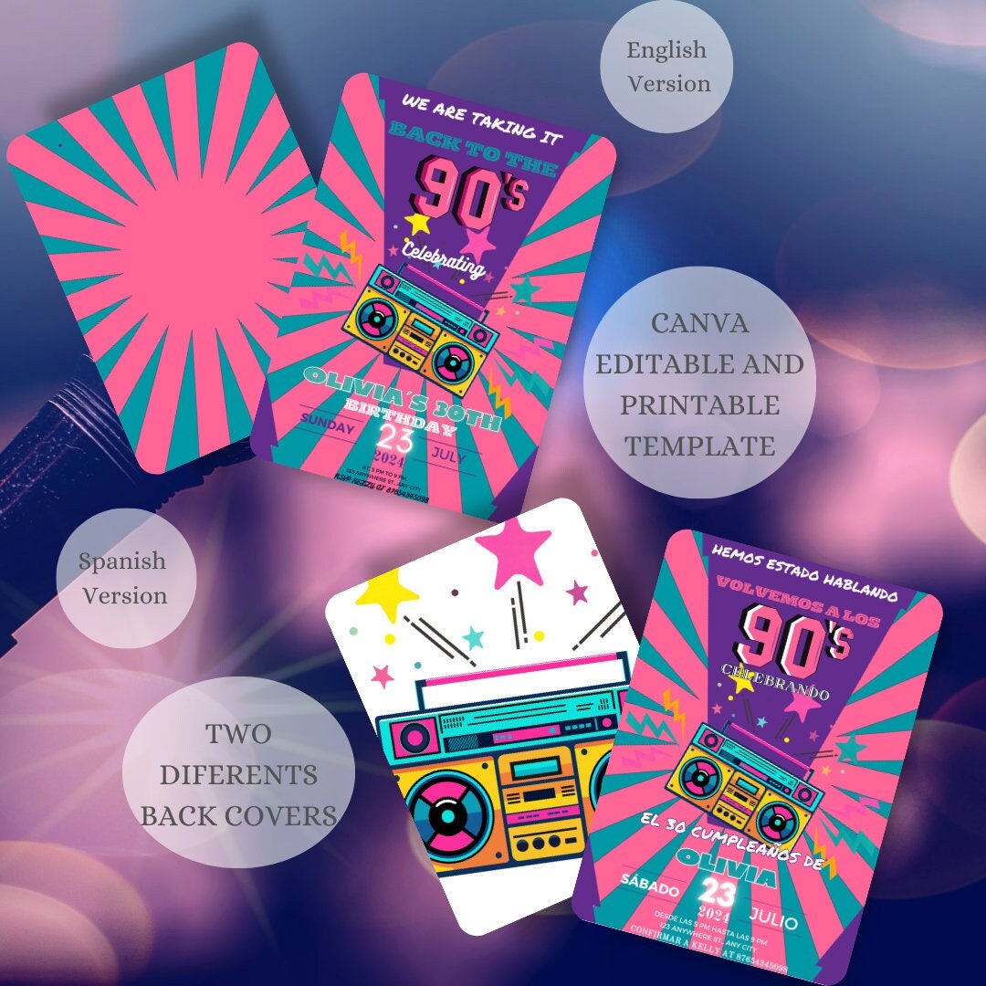 Editable Invitation for Nineties Party, Back to the Nineties, Retro ...