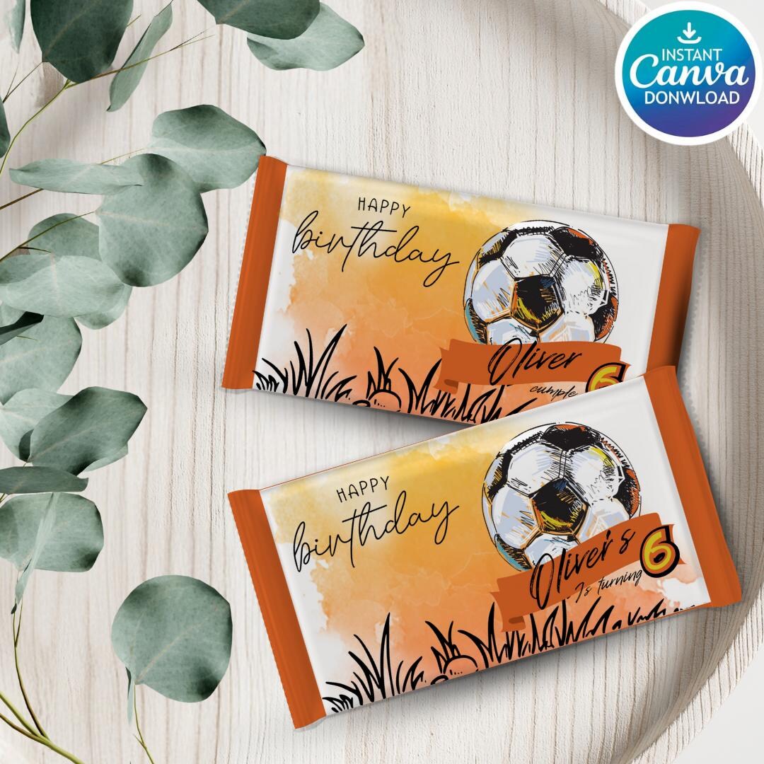 Orange Watercolor Football Kit Kat Wrapper for Sports Birthday Party ...