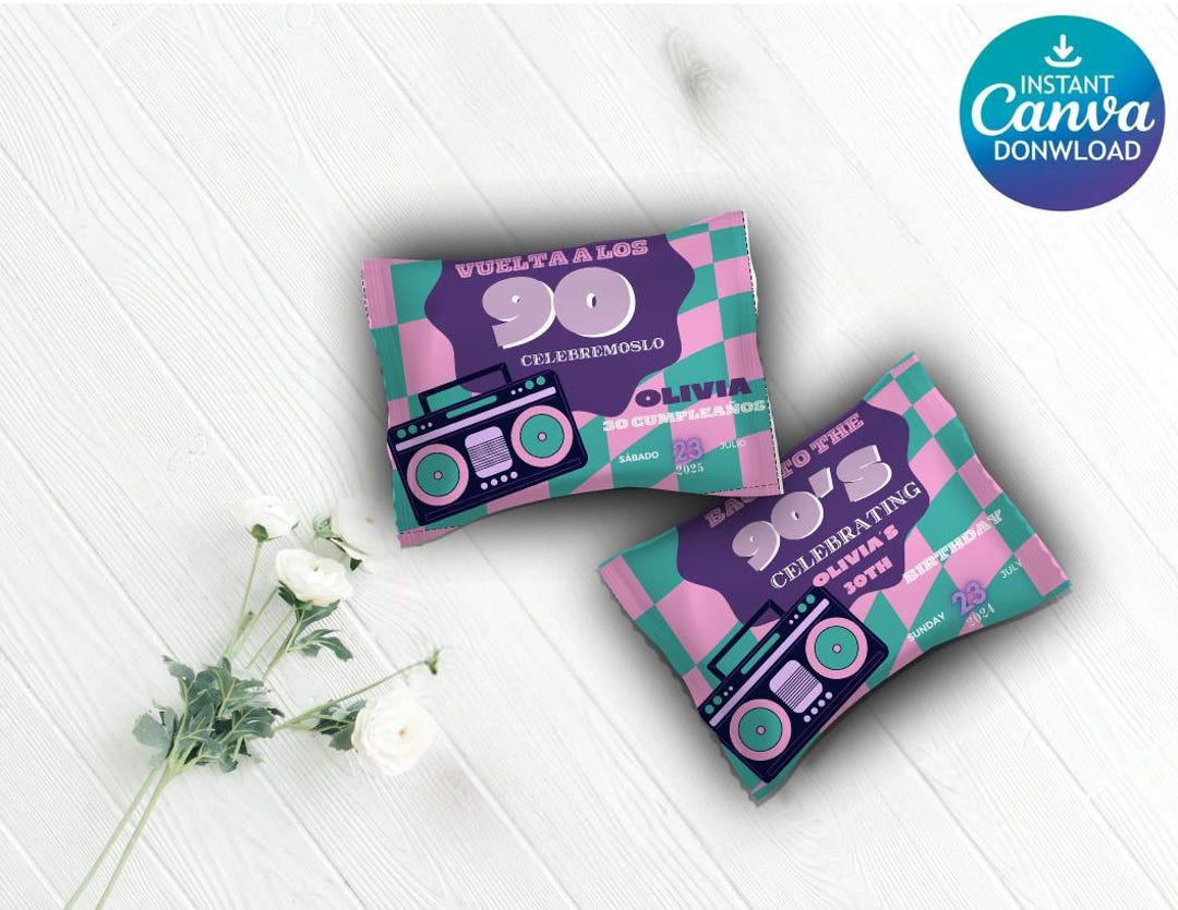 Mini Oreo 90S RETRO PINK GREEN Wrapper for Retro Birthday Party ...