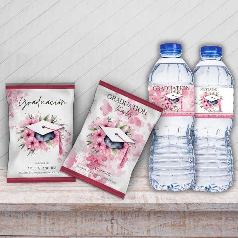 Pink Flowers Graduation Kit Kat Wrapper, Graduation Party, Personalized ...