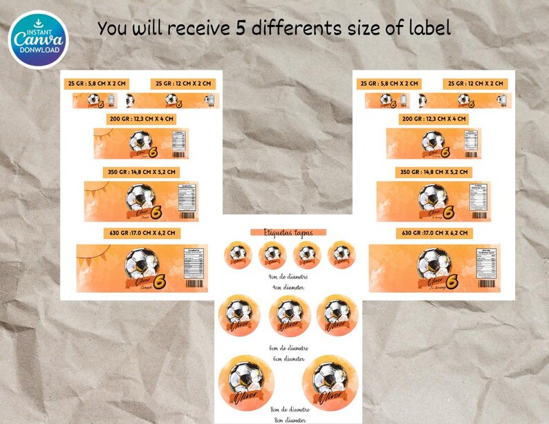 Nutella Birthday Label With Orange Watercolor Football, Personalized ...