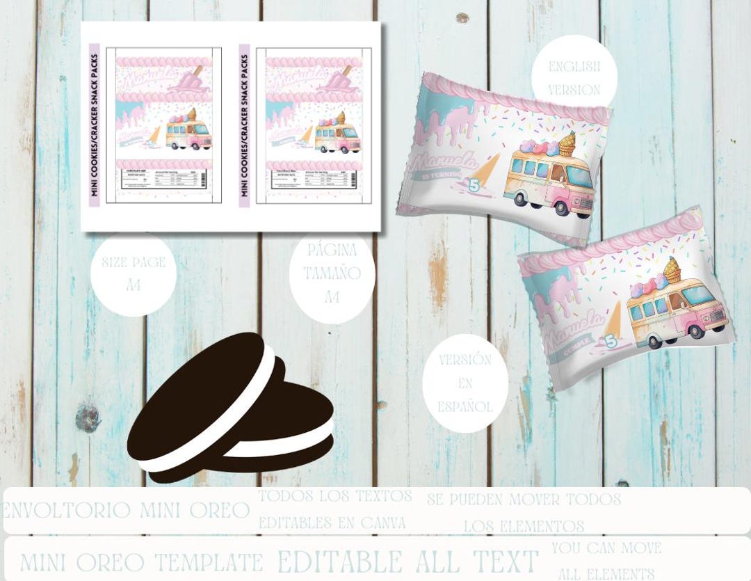 Mini Oreo Wrapper ICE CREAM TRUCK Birthday Party, Personalized Mini ...