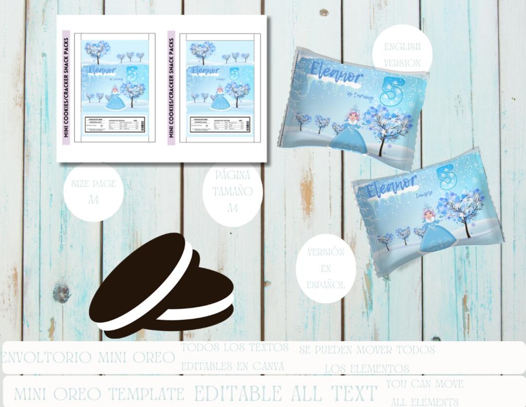 Mini Oreo Wrapper WINTER PRINCESS Birthday Party, Personalized Mini ...