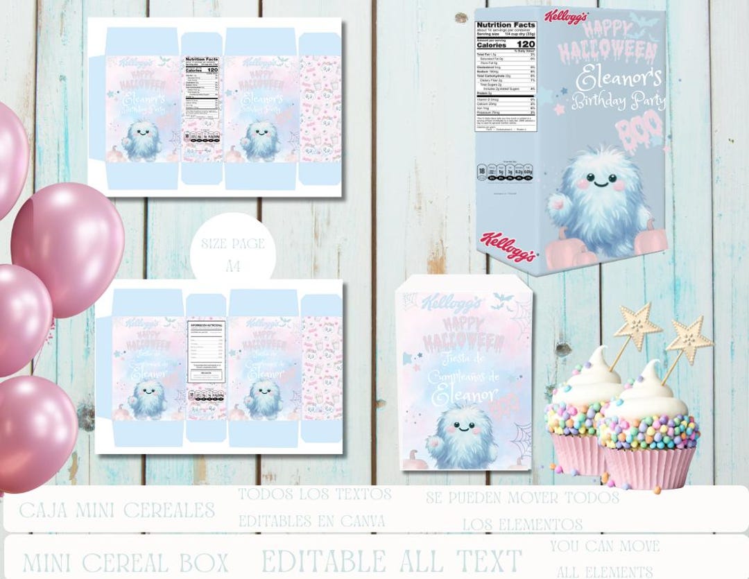 Mini YETI PASTEL BLUE Party Cereal Box, Birthday Party Cereal Box ...