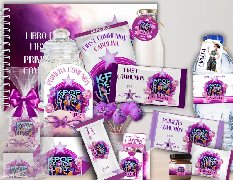 K-POP DEMON HUNTERS First Communion Water Bottle Label, Editable ...