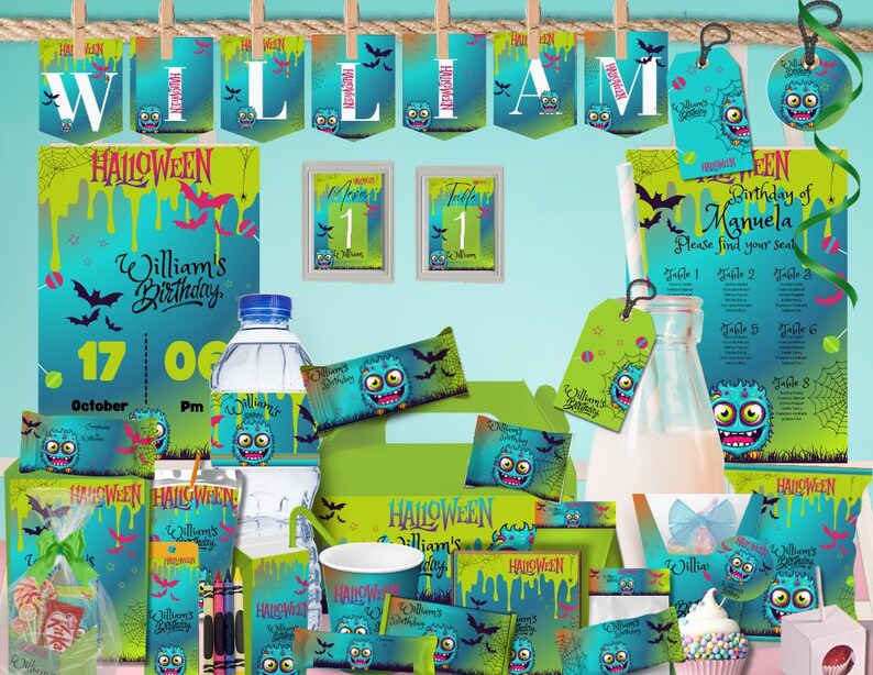 BLUE MONSTER HALLOWEEN Party Snickers Wrapper Template, Halloween ...