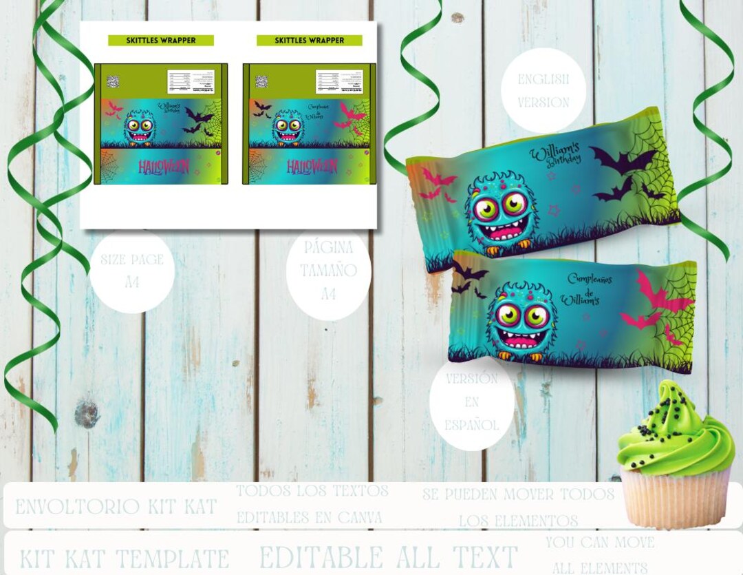 Skittles Party Wrapper BLUE MONSTER HALLOWEEN, Skittles Halloween ...