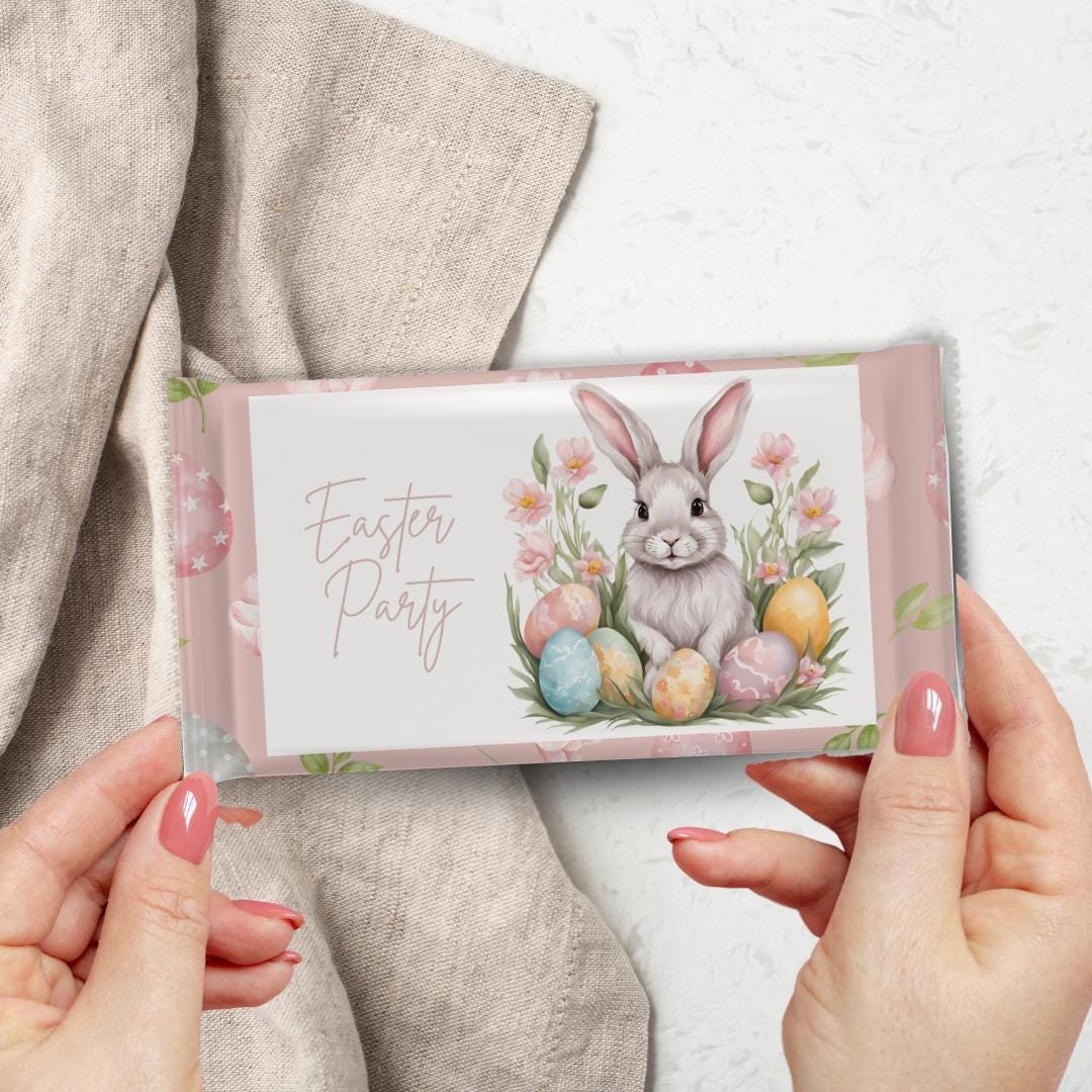 Kit Kat Easter Bunny Watercolor Wrapper, Personalized Kit Kat Label ...