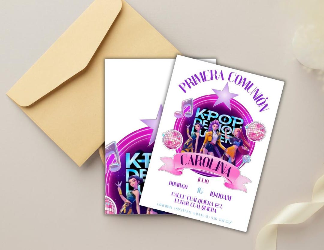 K-POP DEMON HUNTERS First Communion Invitation Template, Huntrix Party ...