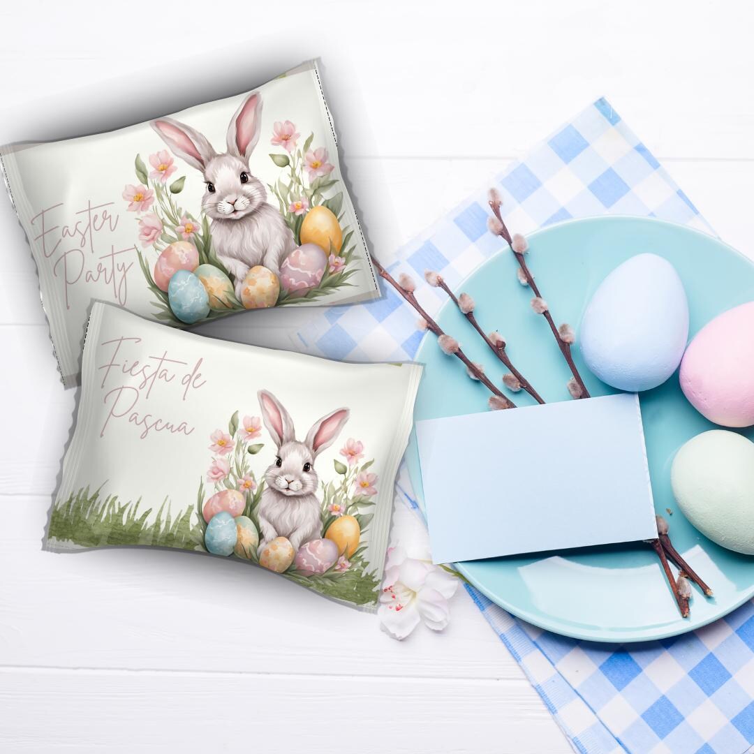 Mini Oreo Wrapper EASTER BUNNY WATERCOLOR, Personalized Mini Oreo Label ...