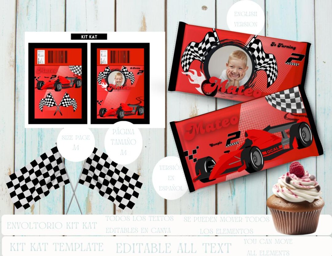 Kit Kat FORMULA 1 CAR RED Birthday Party Wrapper, Personalized Kit Kat ...