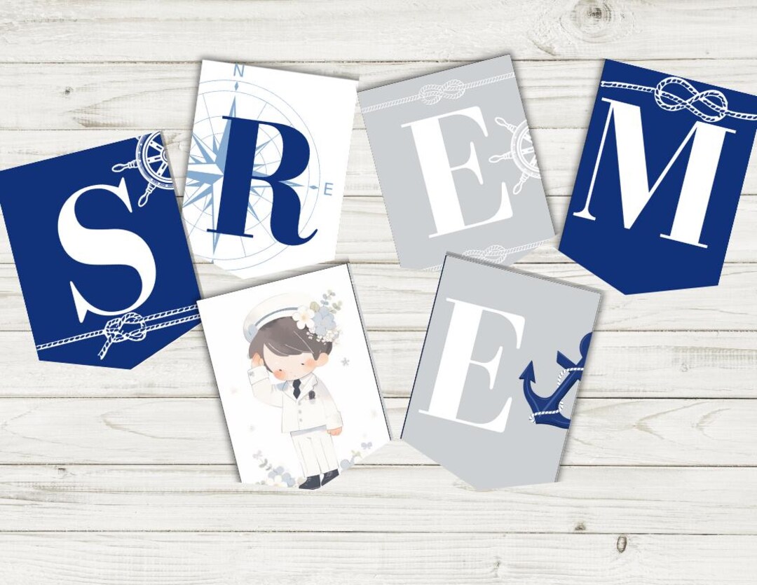 First Communion Pennant SAILOR BOY FLOWERS, Customizable 1st Communion ...