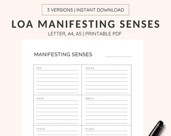 55x5 Manifestation Method, Law of Attraction Planner Worksheet, Digital ...
