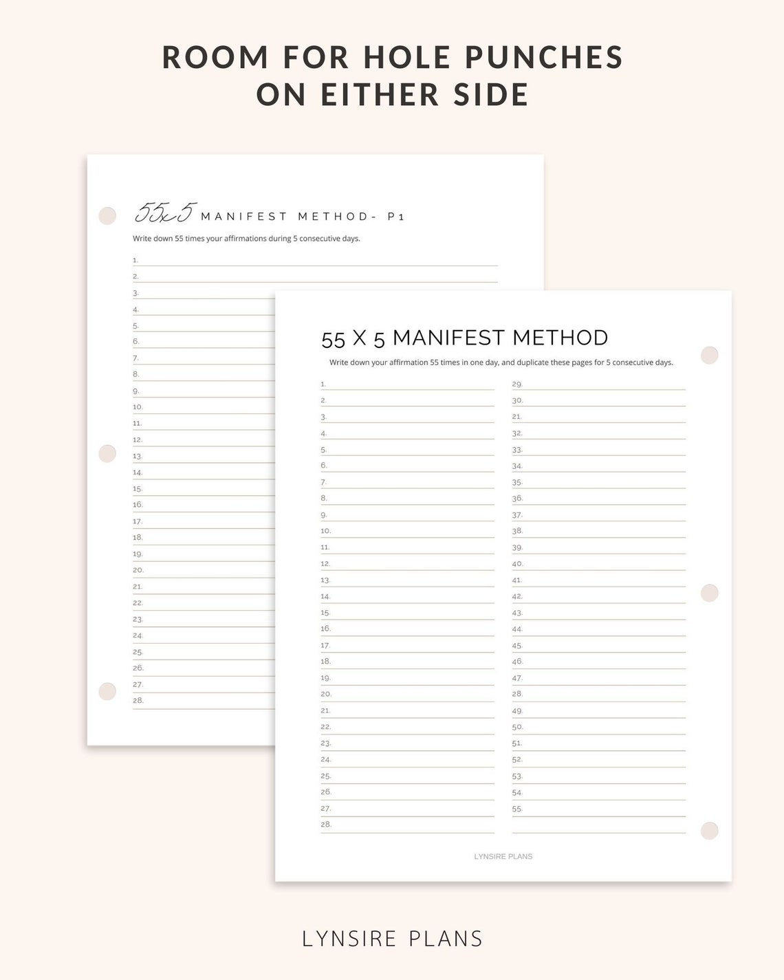 55x5 Manifestation Method, Law of Attraction Planner Worksheet, Digital ...