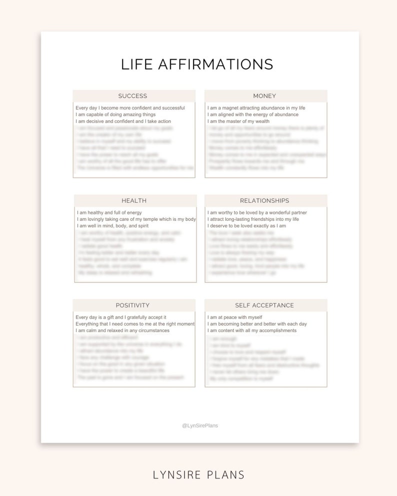 Positive Affirmations PDF, Printable Digital Journal Page, Mindfulness ...