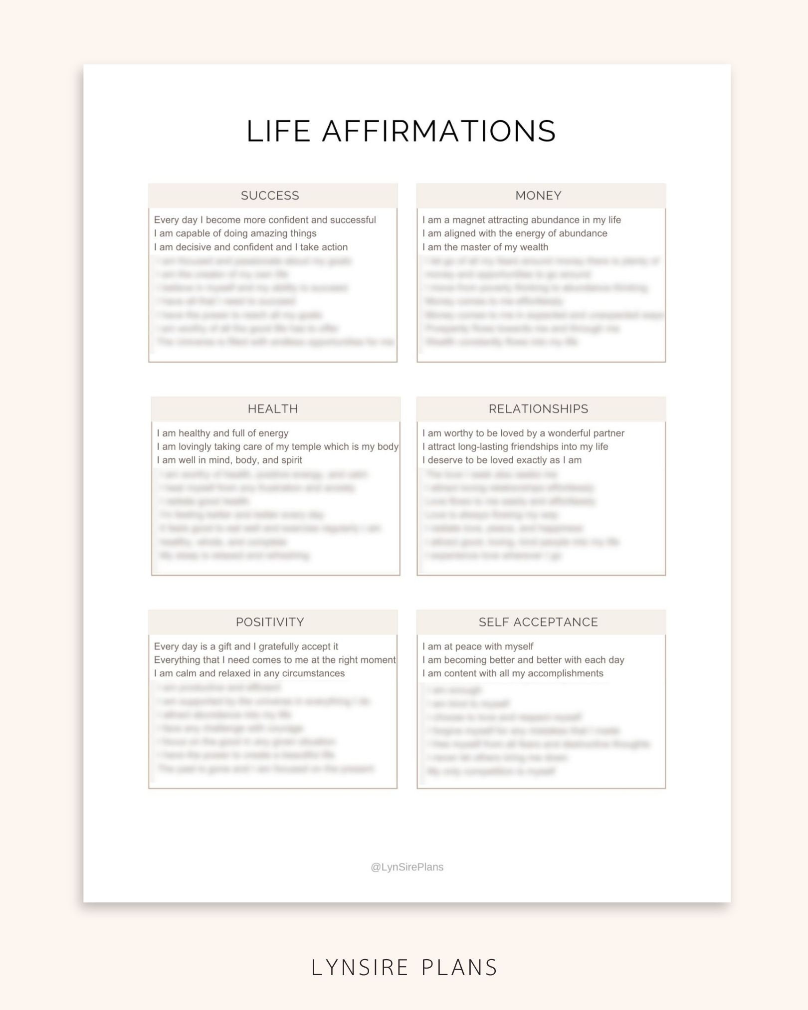 Positive Affirmations PDF, Printable Digital Journal Page, Mindfulness and Motivational Phrases ...