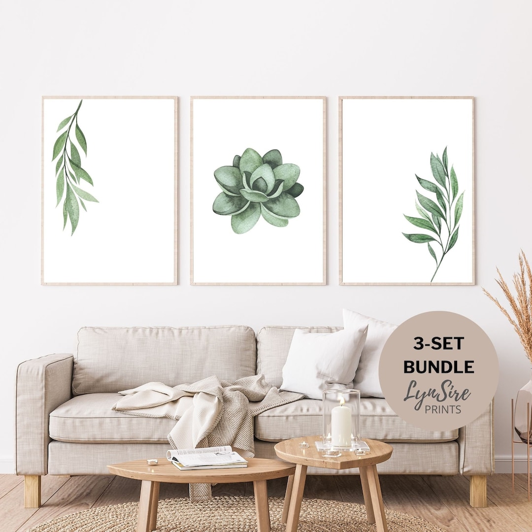 Succulent Wall Art, Printable Set of 3, Botanical Print Set, Succulent ...