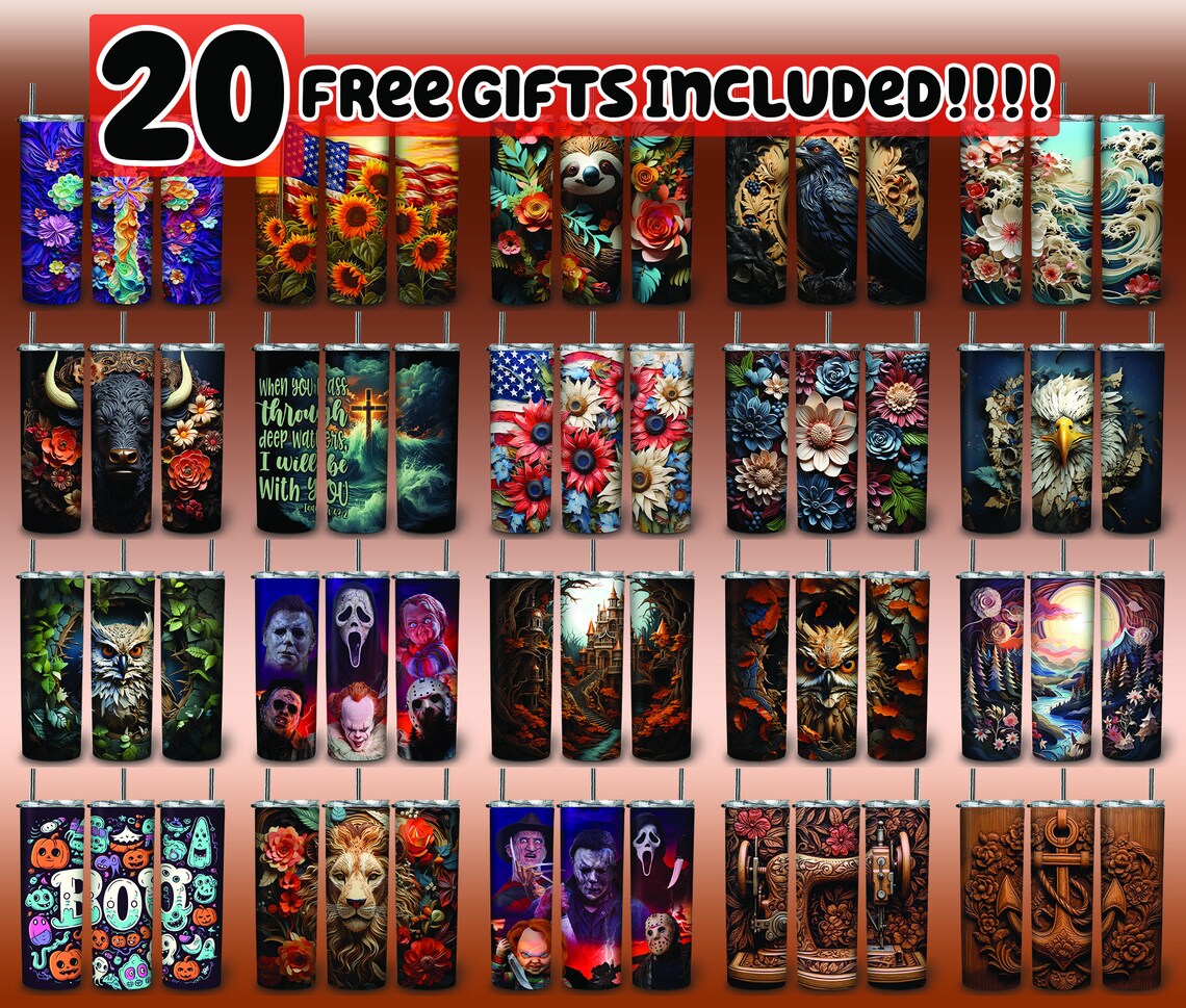 Horror Character Breakthrough 20oz Skinny Tumbler Sublimation Designs ...