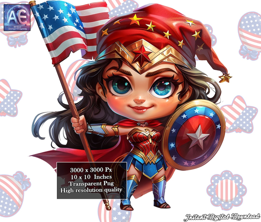 Cute Superhero Character Fourth of July Png, 4th of July Png ...