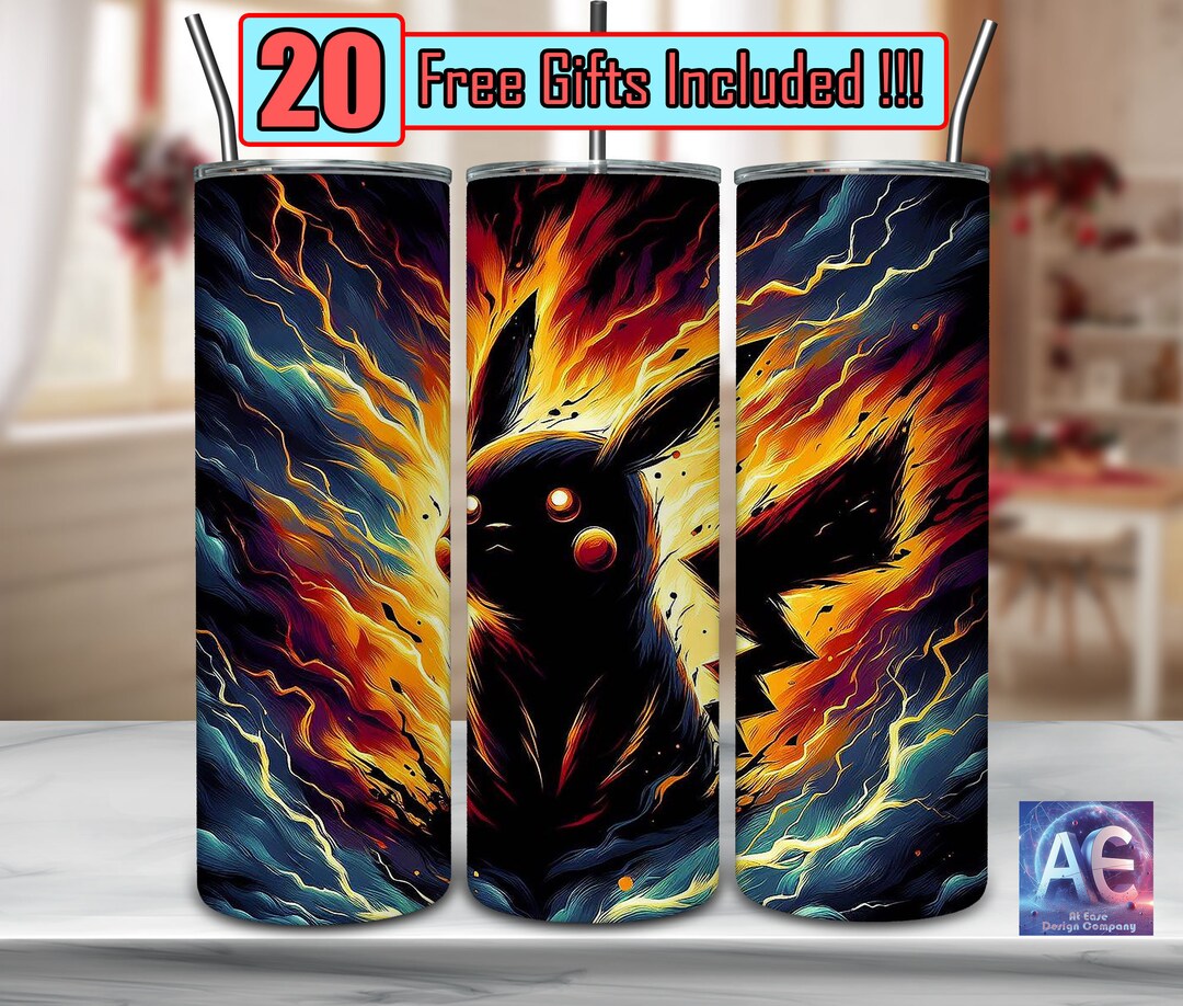 PKM Cartoon 20oz Skinny Tumbler Sublimation Designs, Tumbler File ...