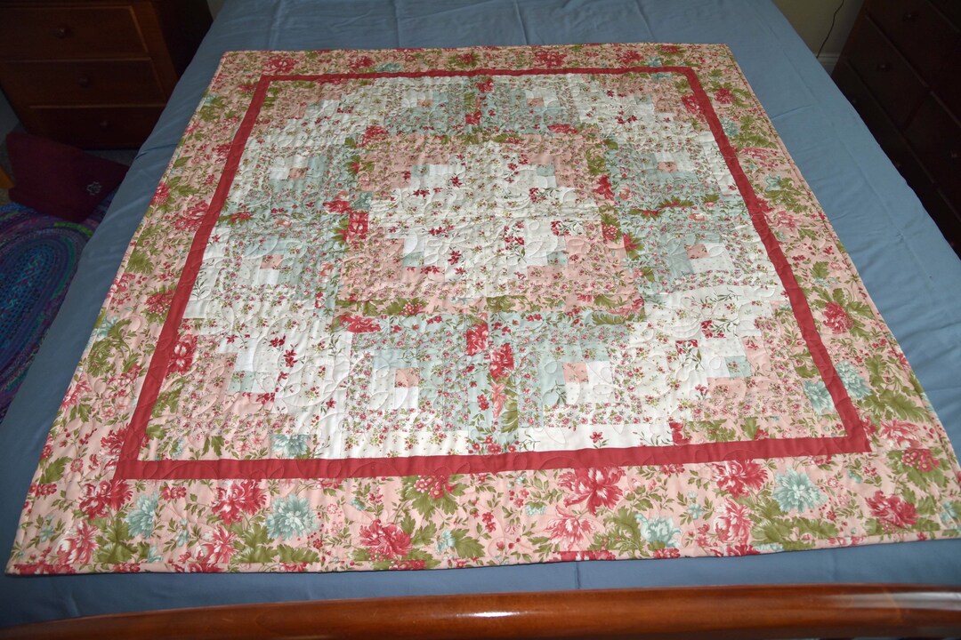 Artisan Made Pink Roses Quilt. Teen Girl’s Room. Large Wall Hanging ...