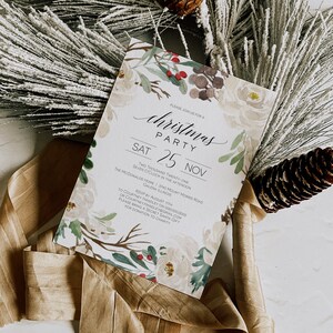 Rustic Christmas Party Invitation, Printable Christmas Invitation ...