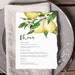 Lemon Menu Card, Citrus Menu Printable, Templett Menu, Menu Card, 5x7 ...