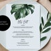 Tropical Menu Card Template, Green Leaf Menu Printable, Menu Sign, Menu ...