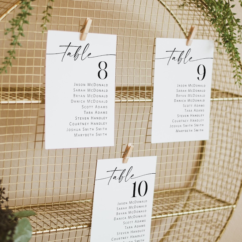 Table Seating Name Cards - Etsy