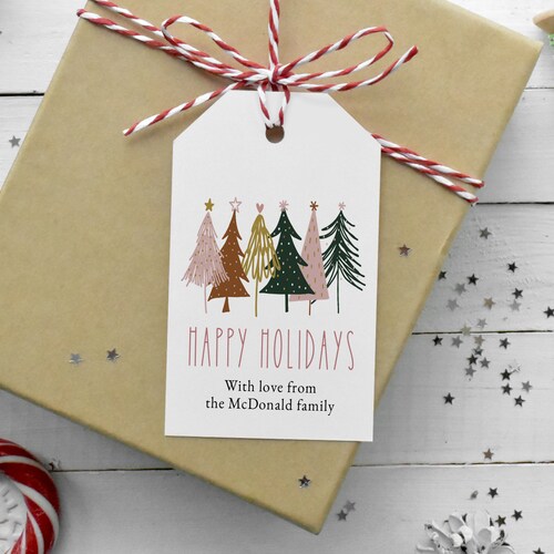 Christmas Tag Template Rustic Pine Trees Gift Tags Holiday - Etsy