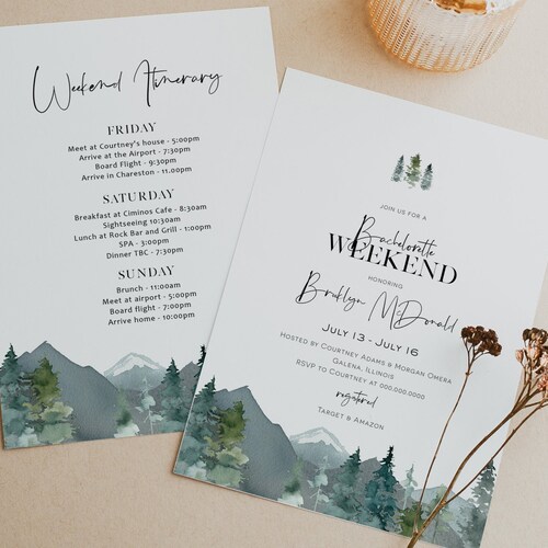 Mountain Bachelorette Party Invitation With Itinerary - Etsy