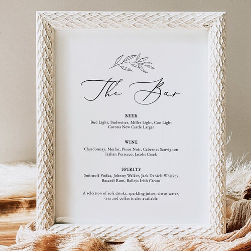Printable Bar Sign Bar Menu Sign Editable Tempalte Bar Menu | Etsy