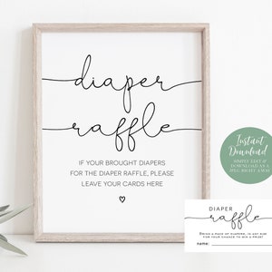 Minimalist Diaper Raffle Sign, Modern Diaper Raffle Sign, Baby Shower ...